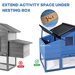MIXXIDEA Large Chicken Coop Wooden Chicken Runs for Yard with Cover Portable Nesting Boxes Chicken Multi-Level Hen House, Poultry Cage, Chicken Swing Coop 65” Chicken Pen – Blue