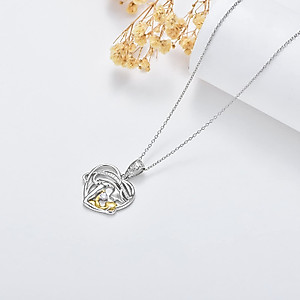 PELOVNY Mother's Day Gifts Mother Daughter Necklace Sterling Silver with CZ Mothers Day Gifts from Daughter Mom Jewelry Gifts for Women