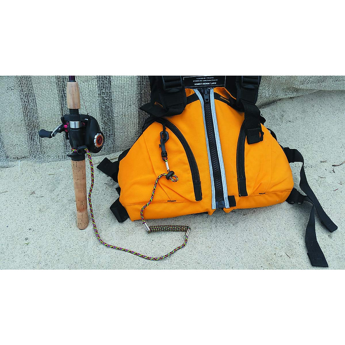 Yakclips Multi-Colored Coiled Paddle Leash for Men and Women, Kayaking Accessory