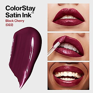 Revlon ColorStay Satin Ink Liquid Lipstick, Longwear Rich Lip Colors, Formulated with Black Currant Seed Oil, 022 Black Cherry, 0.17 fl oz