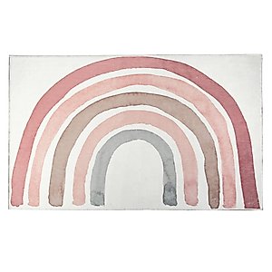 Levtex Baby - Rainbow - Rug/Carpet - 3 x 5 (36in. X 60in.) - Cream, Pink, Mauve, Blush, Grey - 100% Polyester - Woven Fabric Backing