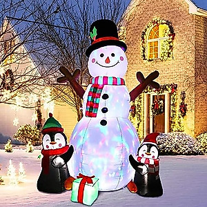 OurWarm 6ft Christmas Inflatables Christmas Decorations Outdoor, Inflatable Snowman Penguin Blow Up Yard Decorations with Rotating LED Lights for Indoor Outdoor Christmas Decorations Yard Garden Decor