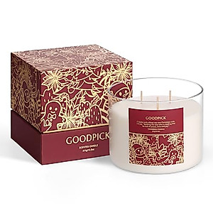 Goodpick Christmas Cookie Scented Candle, Holiday Candles Gifts, Jar Candle for Living Room, Soy Candles for Friend, 3 Wicks Scentsational Candles, 14.5 Oz Includes Lid