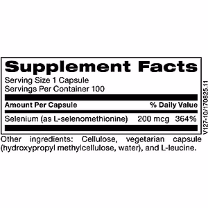 Klaire Labs Seleno Met - 200mcg Selenium as Hypoallergenic Selenomethionine, Bioavailable Antioxidant Support with No Yeast, Dairy & Gluten-Free (100 Capsules)