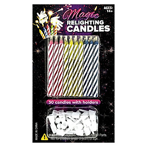 Laughing Smith Magic Relighting Candles - (30 pk) - Trick Happy Birthday Party Decorations for Cakes - Prank Celebration Candle - for Kids & Fun-Loving Adults