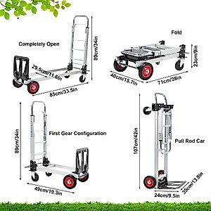 sujinxiu Aluminum Alloy Folding Trolley,Folding Dolly Cart with Wheel,Collapsible Utility Metal Dolly Portable Shopping Cart