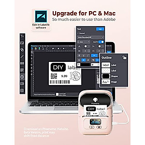 Phomemo Label Printer - M110 Thermal Label Printer, Upgraded Bluetooth Portable Label Maker for Product, Address, Small Business, Sticker, Home, DIY for Phone/Tablet/PC/Mac, with 100 Labels, Baby Pink