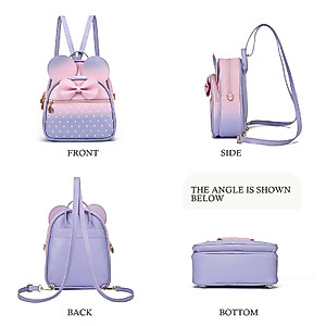 KL928 Girls Mini Backpack Bowknot Polka Dot Cute Small Daypacks Convertible Shoulder Bag Purse for Women