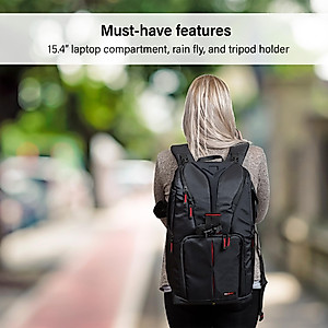 Deco Gear DSLR Camera Backpack, Customizable Compartments for Cameras, Lenses, Accessories & Laptop, Weather Protective, Perfect for Canon Nikon & Sony Photographers (Can Also Turn Into Sling Bag)