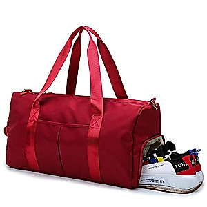 KARRESLY Sports Gym Bag for Women Travel Duffel Bag with Wet Pocket and Shoes Compartment for Training Swim Yoga(Red)