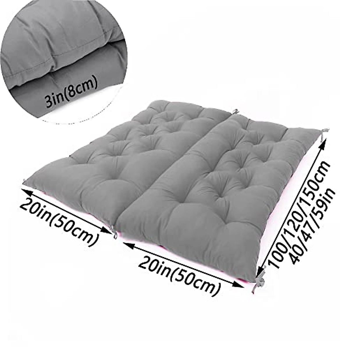 NENIUX Swing Replacement Bench Cushions, Anti-Skid Garden Patio Backyard Seat Cushions 2 3 Seater Porch Bench Pads with Backrest for Outdoor Furniture Wooden Bench,59 * 40 * 3inch,Navy