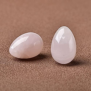 Natural Opal Pink Crystal Topaz Crystal Egg Sphere Sculpture Reiki Healing Crystal Gemstone Stone Quartz Egg Divination Figurine with Wood Stand for Home Decoration (7 Eggs)