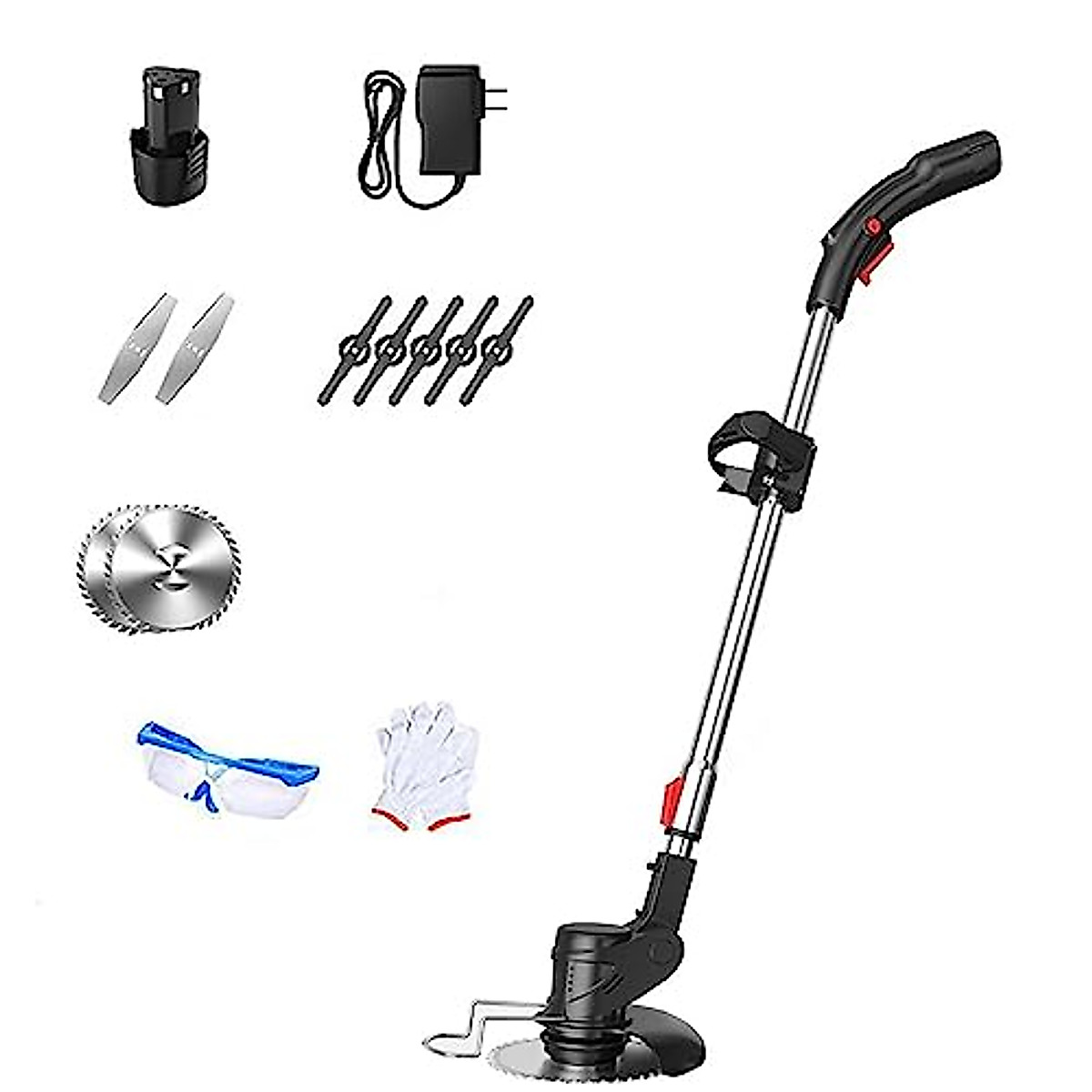 Cordless Lawn Mower and Edge Trimmer Lawn Mower Small Household Lawn Mower Weed Puller Brush Cutter Adjustable Blade 90° Adjustable Suitable for Farm Outdoor Garden Etc. abattery