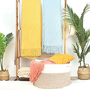 MINTWOOD Design Extra Large 22 x 14 Inches Decorative Cotton Rope Basket, Blanket Basket Living Room, Laundry Basket, Woven Basket, Toy Storage Baskets Bin, Round Basket for Pillows, Towels - Brown