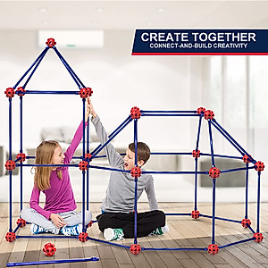 OleFun Fort Building Kit for Kids 4,5,6,7,8+Year Old Boys & Girls, 140 pcs, Creative STEM Building Toys for DIY Castles, Tunnels, Play Tent, Ideal Gift for Aged 5-8