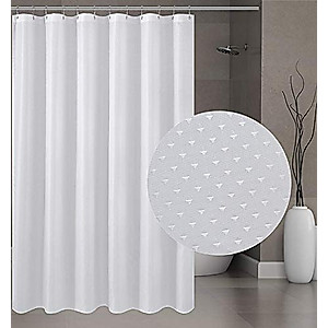 N&Y HOME Hotel Fabric Shower Curtain or Liner, Cloth Textured White Shower Curtain with Bottom Magnets, Machine Washable, 72 x 72 inches for Bathroom
