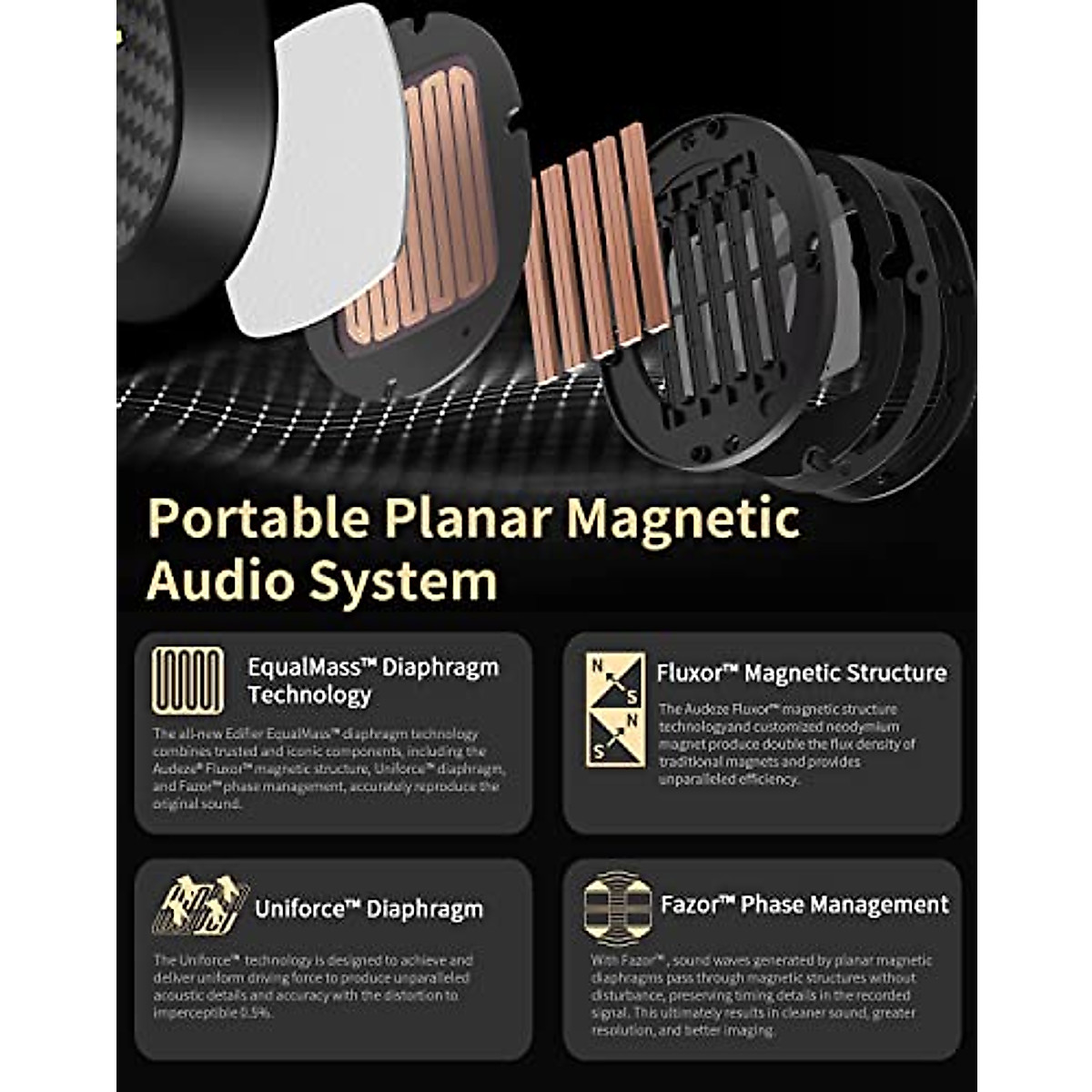 Edifier STAX Spirit S3 Wireless Planar Magnetic Headphone, Bluetooth Hi-Fi Headphone with Hi-Res & Snapdragon Sound with Mic for Audiophiles, Home, Studio