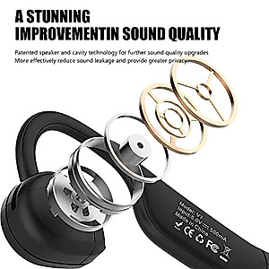 Open Ear Bone Conduction Headphones, Ougngrn Wireless Air Conduction Sport Earphones, Over-Ear Bluetooth 5.3 Lightweight Sweatproof Sports Headset for Running, Bicycling, Hiking,Work Out,Office(Black)