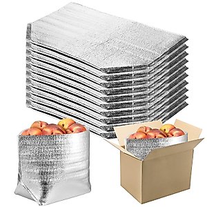 ZEAYEA 10 Pack Insulated Shipping Bags, 13.2" x 8.7" x 13.2" Thermal Box Liners for Frozen and Hot Food, Large Waterproof Reusable Insulation Bags for Shopping Bag Insulation Lining Camping Picnic