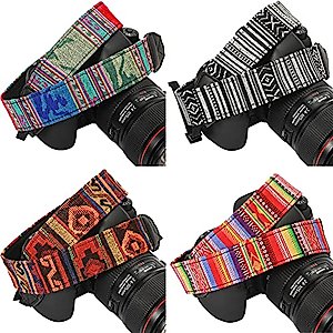 Saintrygo 4 Pieces Woven Vintage Camera Strap for All DSLR SLR Camera Universal Neck Shoulder Strap for Men Women Photographers, 4 Styles