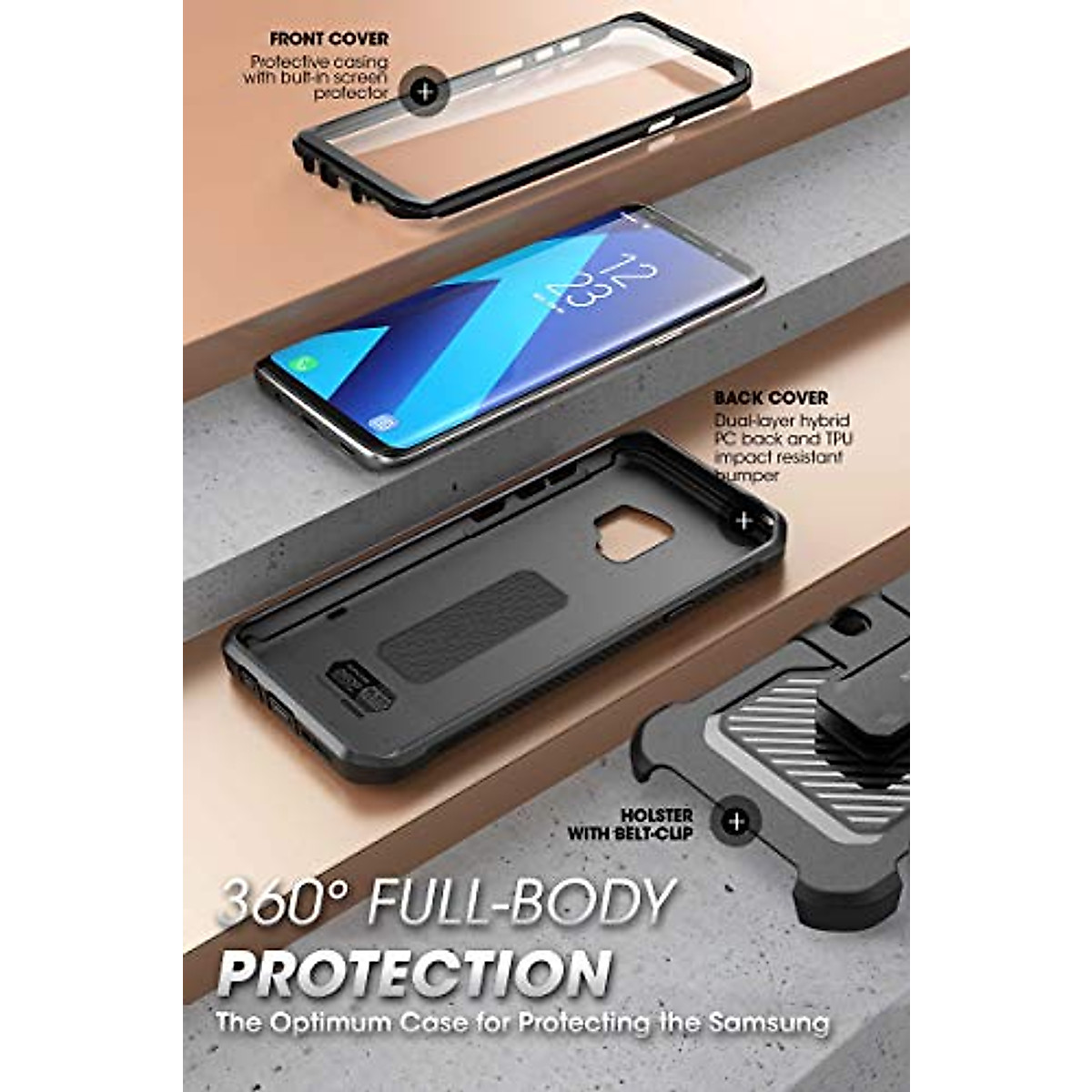 SUPCASE Unicorn Beetle Pro Rugged Case for Galaxy S9 with Screen Protector - Black