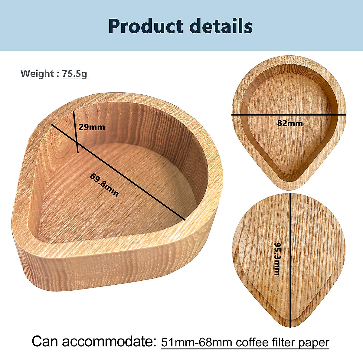 NEOUZA Coffee Round Paper Filter Container Shower Screen Holder for Espresso Machine Portafilter Moka Pot AeroPress, White Ash