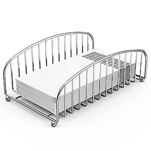 LEVIMETREE Guest Towel Silver Napkin Holder - Versatile and Modern Bathroom Napkins Guest Disposable, Premium Paper Hand Towels Kitchen Caddy, Cast Iron Silver Napkin Holder for Table and Bathroom