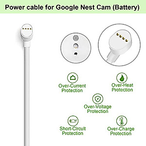 iMah 2-Pack 19.6FT Power Charging Cable Compatible with Google Nest Cam (Battery) Extended Charge Cord Weatherproof Camera Charger, 19.6ft (6m)
