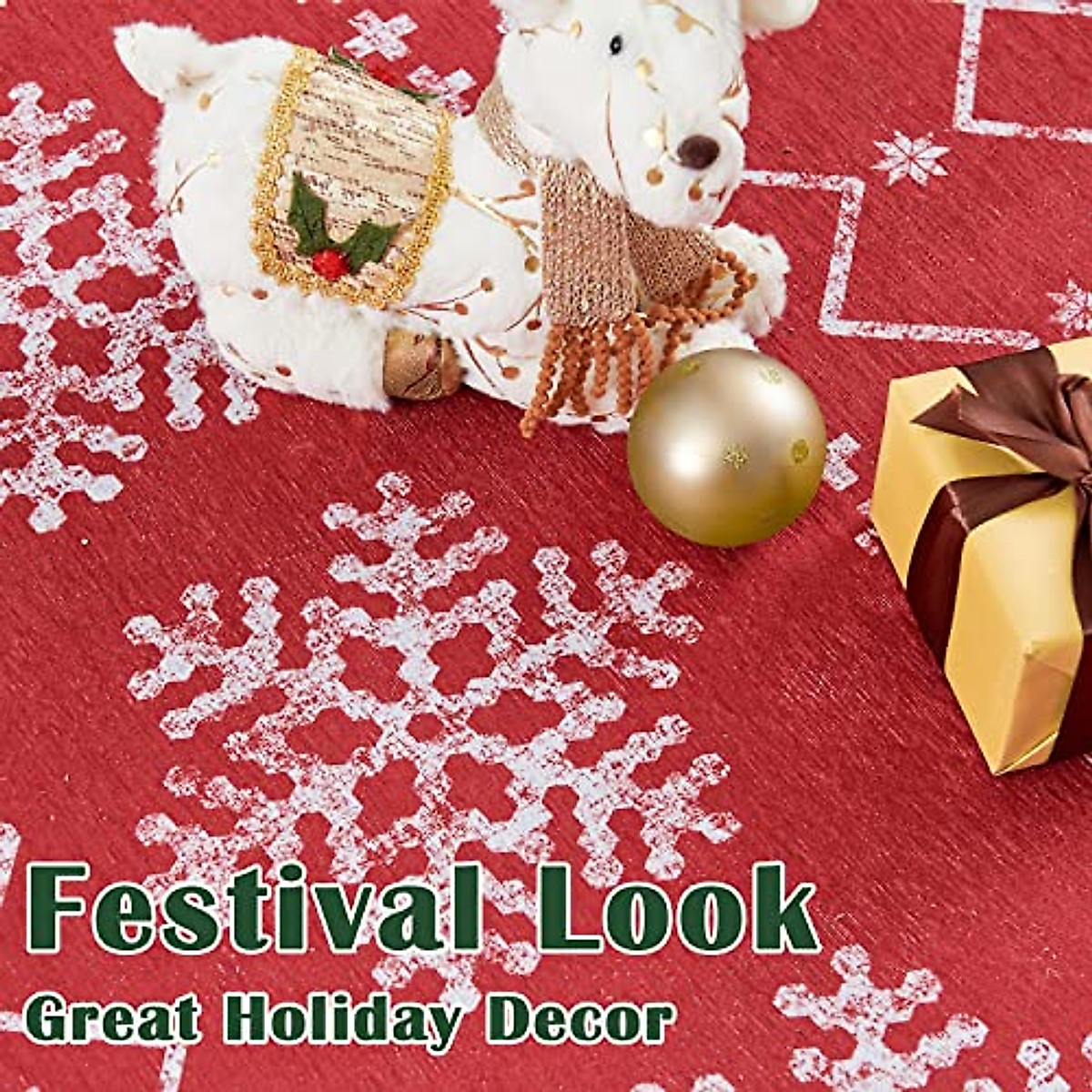 COLLACT Christmas Rug Red Area Rug 3x5 Kitchen Rug Entryway Snowflake Modern Rug Foldable Thin Rug Christmas Decor Diamond Floor Cover Geometric Accent Rug Indoor Bathroom Carpet Living Room Bedroom