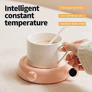 Coffee Warmer Smart Coffee Mug Warmer for Desk Auto Shut Off, 3 Temperature Setting LED Display 20W Cup Warmer for Coffee Tea Milk Beverage Candle Wax Warming Coffee Gifts Office - No Cup Pink