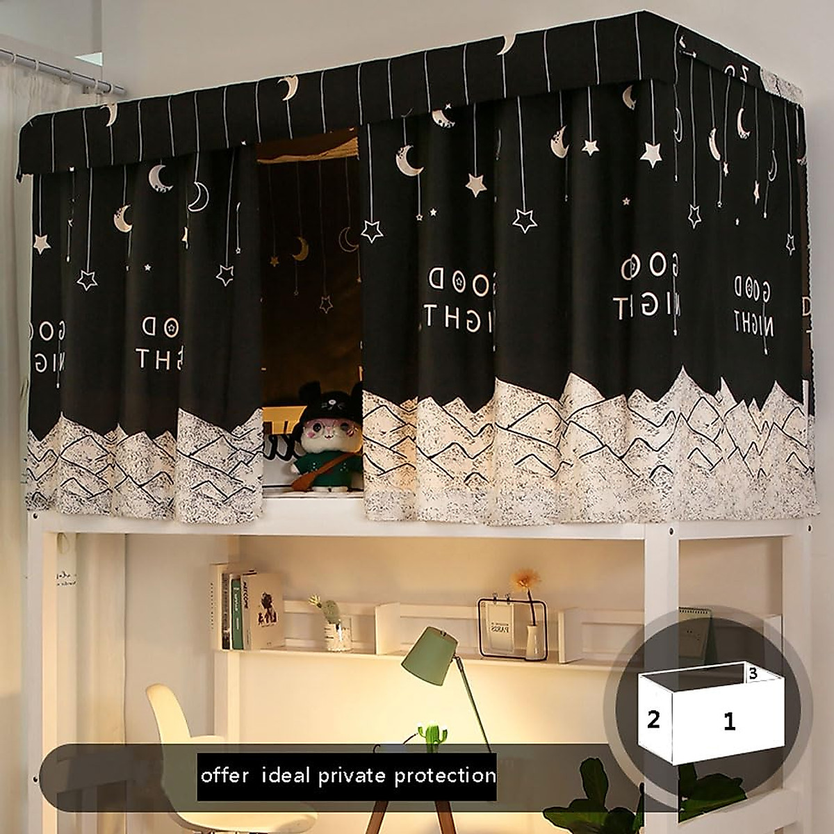 XGOPTS Students Dormitory Bunk Bed Curtains Dustproof Privacy Curtains Breathable Shading Nets Bedding Curtain Bed Tent Curtain Bed Canopy Blackout Cloth Curtain Single Sleeper Loft Bed Dorm Curtain