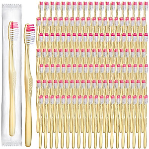 Tessco 1000 Pcs Disposable Toothbrushes Bulk Individually Wrapped Manual Soft Bristle Travel Toothbrushes Single Use Toothbrush for Homeless Hotel Toiletries Camping Office(Yellow)