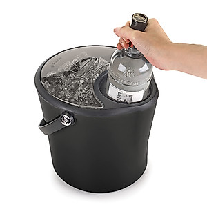 Polder Chill Station for Wine, Champagne, Spirits and More - Separate Compartment for Fresh Ice, Silicone Wiping Ring to Remove any Moisture on Bottles, Includes Plastic Scoop