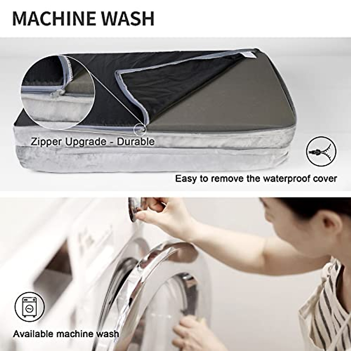 Yiruka Dog Beds for Extra Large Dogs, Orthopedic Dog Bed, Washable Dog Bed with [Removable Bolster], Waterproof Dog Bed with Nonskid Bottom, Pet Bed, XL Dog Bed