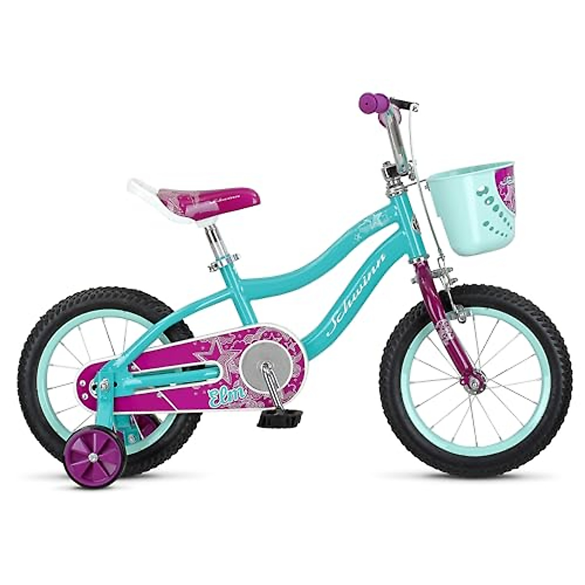 Schwinn Koen & Elm BMX Style Toddler and Kids Bike, For Girls and Boys, 14-Inch Wheels, With Saddle Handle, Training Wheels, Chain Guard, and Front Basket, Recommended Height 36-40 Inch, Teal