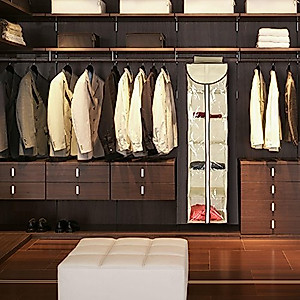 Ziz Home Hanging Closet Organizer with Zipper | 6 Shelves 12”x 12” 48" Closet Organizers and Storage Hanging Sweater Organizer for Closet Storage Hanging Clothes Sweater Shoe Storage Shelf