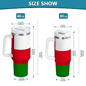 ODAWA 40oz Oman Flag Insulated Water Tumbler with Handle and Straw Lid, 2 in 1 Lid Insulated Stainless Steel Tumblers