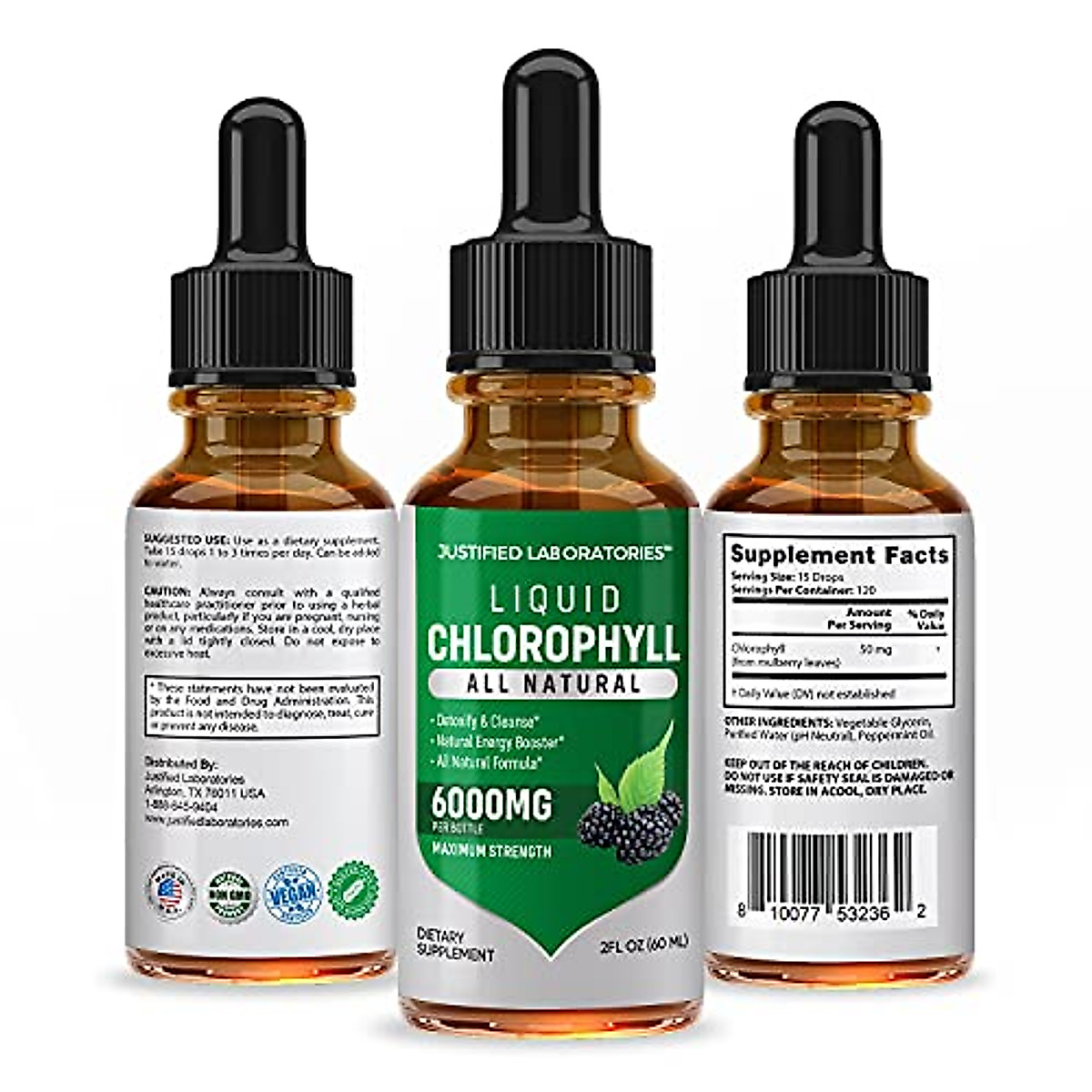 (2 Pack) Liquid Chlorophyll Drops 6000MG Maximum Strength All Natural Green Concentrate Blend Filled with Antioxidants Minerals and Vitamins 2 FL OZ