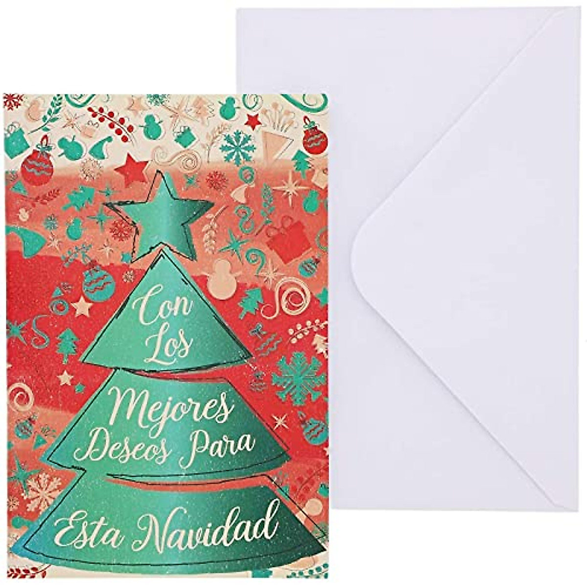 Sustainable Greetings Feliz Navidad Christmas Cards Assortment with Envelopes, 6 Festive Designs (4 x 6 In, 48 Pack)
