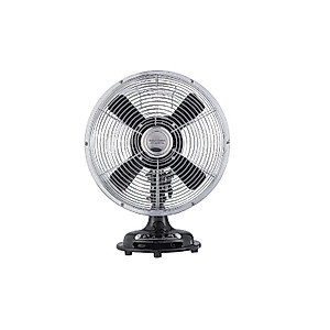 Better Homes & Gardens 8 inch Retro 3-Speed Metal Tilted-Head Oscillation Table Fan BHS036163273003, Black (Renewed)