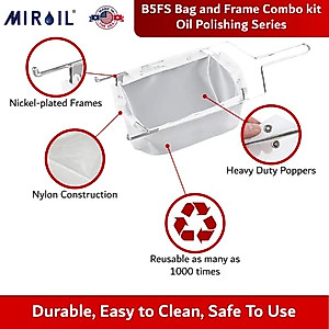 Miroil | B5FS Fryer Filter Bag & Frame | MirOil EZ Flow Filter Bag Combination | Part 02751| Use to Filter Fry Oil | Suitable for 40 lb or 50 Qt Polishing Oil | Durable, Easy to Clean with Hot Water