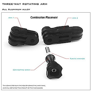 Niewalda Aluminum Alloy Adjust Arm Straight Joints Mount, Gopro Extension arm Mount Gopro 90 Degree Adapter Mount for GoPro Hero 9 8 7 6 5 Series/AKASO/Sony/SJcam/and Other Action Cameras