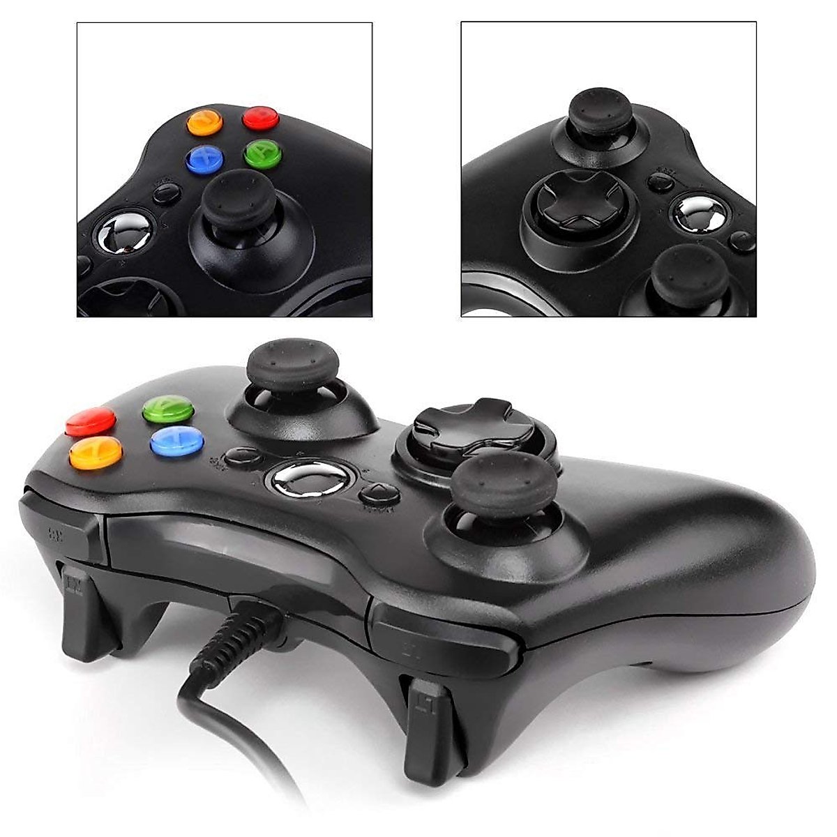 Wired USB Game Controller Gamepad Game Joystick Joypad for Microsoft Xbox 360/Slim & Windows PC (Black)