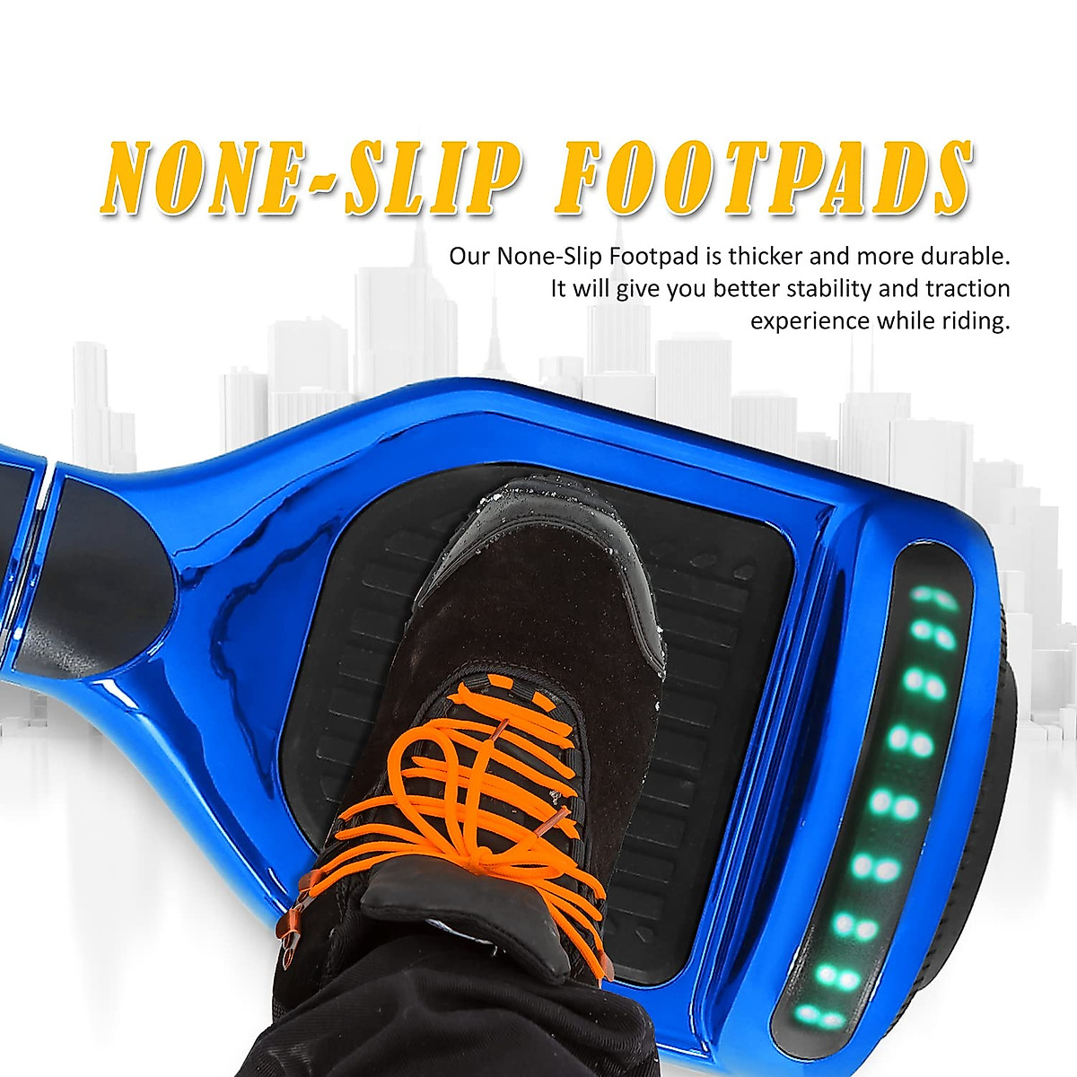 TPS Power Sports Electric Hoverboard Self Balancing Scooter for Kids and Adults Hover Board with 6.5" Wheels Built-in Speaker Bright LED Lights UL2272 Certified (Chrome Blue)