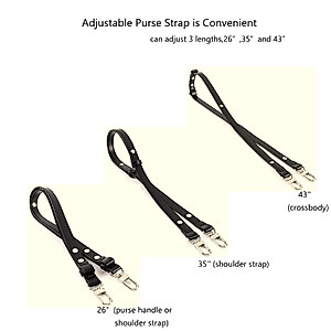 Xiazw Adjustable PU Leather Purse Handle Shoulder Crossbody Strap for Handbag Bucket Bag (Black - Silver)
