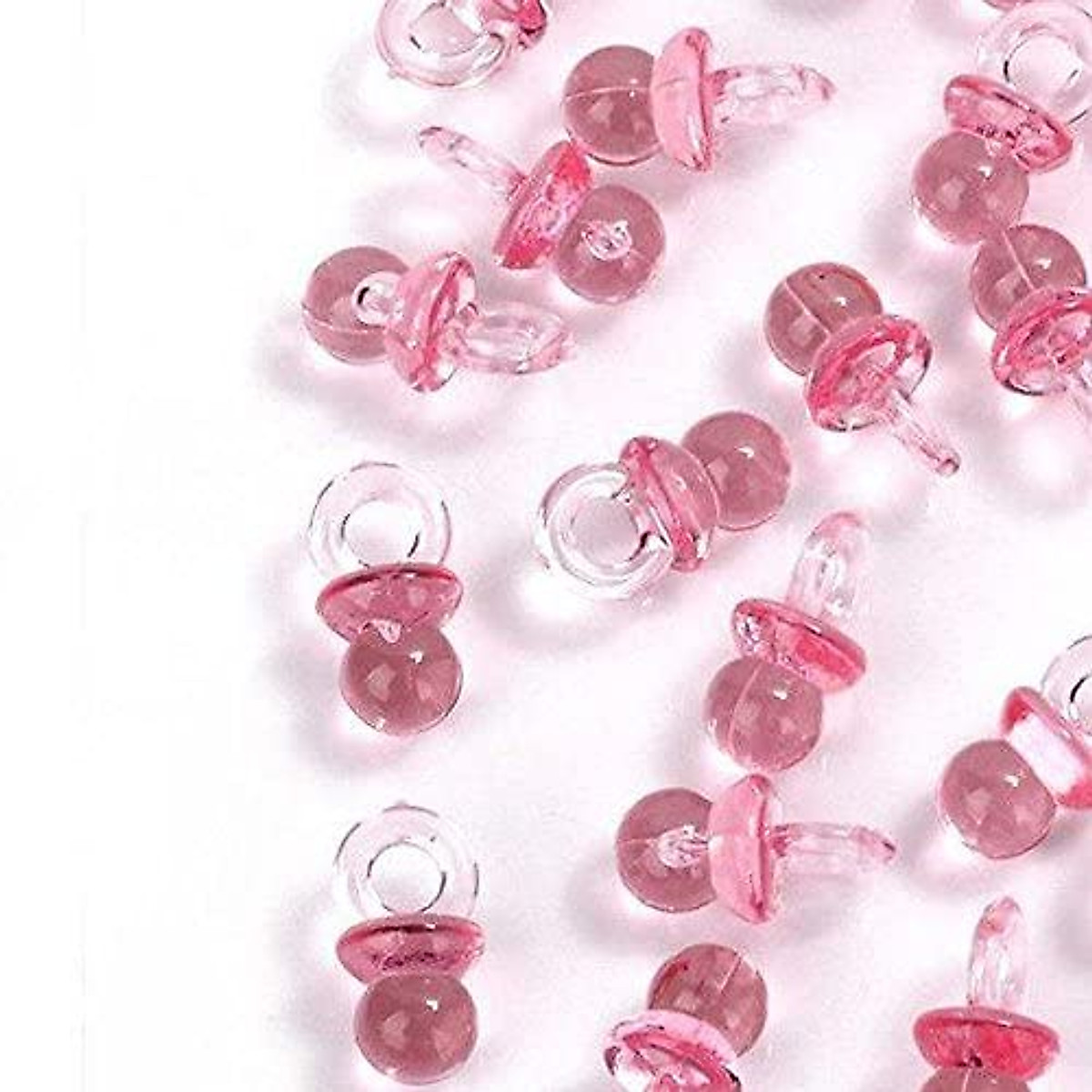 Adorox (144 Pieces) Pink Acrylic Baby Pacifiers Baby Shower Decoration Table Scatter