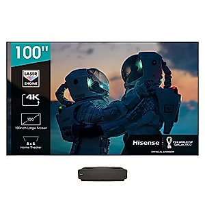 Hisense 100L5G-DLT100B 4K UHD Ultra-Short Throw Laser TV 100" High Gain ALR Screen, 2700 lumens, Compatible with Dolby Atmos, Google Assistant and Chromecast Built-in, Compatible with Alexa