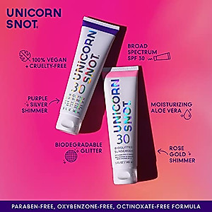 Unicorn Snot Glitter Sunscreen Lotion - SPF 30 Shimmer Sunscreen for Face & Body Glow - UVA/UVB Protection - Water Resistant, Cruelty Free Sunscreen - Made in USA (Space Junk)