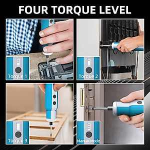 TOOLSBAT 3.7V Electric Screwdriver Set - 12 in 1 Cordless Screwdriver with Metal Bits, 3 Torque Settings Power Screwdriver, Max 2.5 N.m 1500mAh, LED Light, USB-C Cable for Electrical Repairs