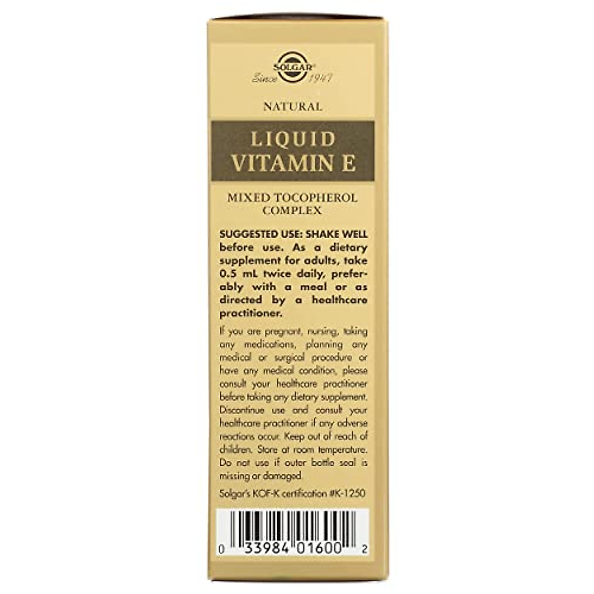 Solgar Liquid Vitamin E (with dropper), 2 fl. oz. - Antioxidant, Skin & Immune Support, Overall Health - Natural, Liquid Vitamin E - Non-GMO, Vegan, Gluten Free, Dairy Free, Kosher - 118 Servings